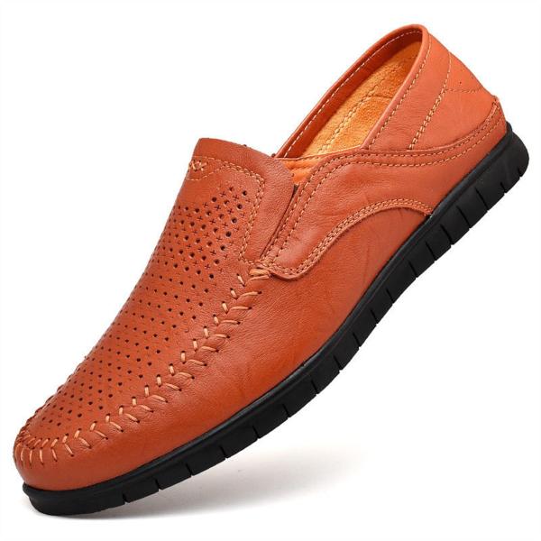 商品名:  Smoking Loafer Shoes for Men Genuine Leather Round Toe Stitching Details Perforated Option Breathable Lightweight ...