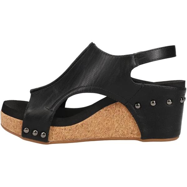 商品名: Corkys レディース Carley サンダル カジュアル - ブラック - サイズ 8 M, ブラック, 24 Corkys Footwear Women's Carley 2.5" Wedge Black Smooth Si...
