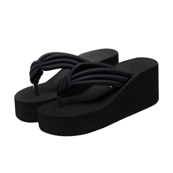 商品名:  USHOBE Women's Black Wedge Sandals, High Heel Platform Sandals for Female, Comfortable Knoted Sandals with Arch Su...