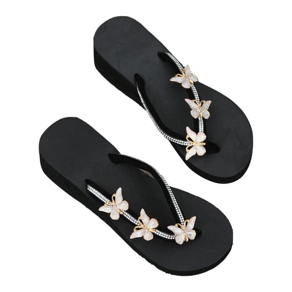 商品名:  Womens Butterfly Rhinestone Flip Flop Sandals Summer Casual Thong Strap Clip Toe Wedge Heel Platform Slipper Comfo...