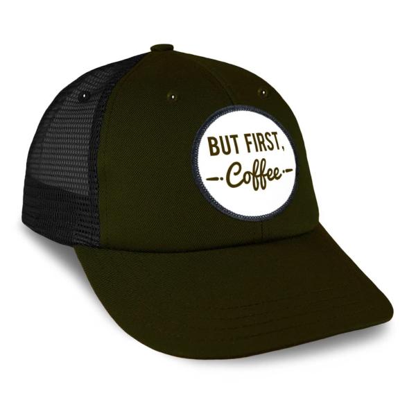 商品名:  Speedy Pros Patch Hat Trucker Baseball Cap But First Coffee Text Image Inspiration &amp; Motivation Food Food Food...