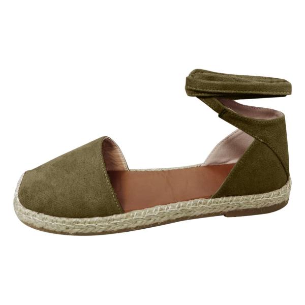 商品名:  Ladies Flat Sandals Army Green Cover Heel Linen Vintage Straw Espadrille Covered toe Falt Solid Closed toe 10ブランド:...