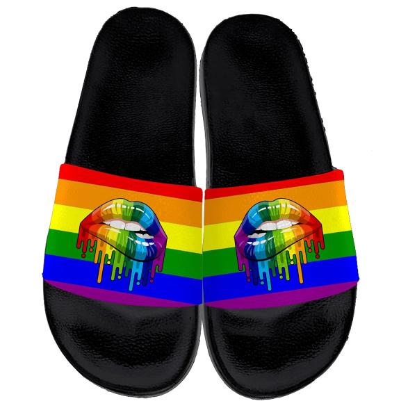 商品名:  ursant Pride Sandals for Women Men LGBT Gay Pride Rainbow Lips Slide Sandal Non-Slip Comfort Slippers Shoes Gift f...
