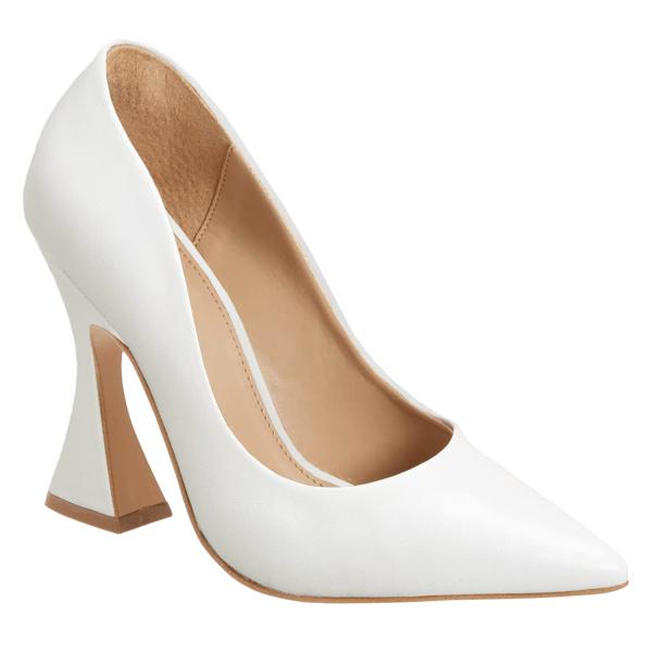 商品名:  Junayuan Women's Pointed Toe High Heel Pumps Closed Toe Flared Heel Slip-On Party Wedding Office Dress Shoes White...