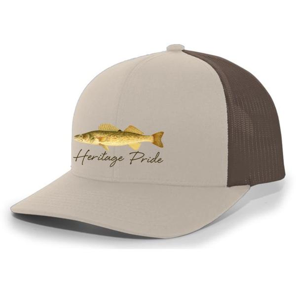 商品名:  Heritage Pride Freshwater Fish Collection Walleye Fishing Mens Embroidered Mesh Back Trucker Hat Baseball Cap, Kha...