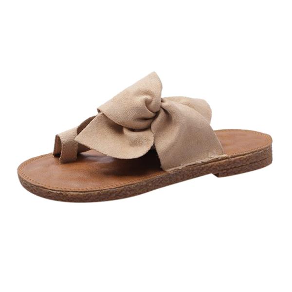 商品名:  Bowknot Toe Ring Flat Slides for Women Casual Sandals Beach Shoes Boho Slippers Summer Slippers (Khaki, 10)ブランド: G...