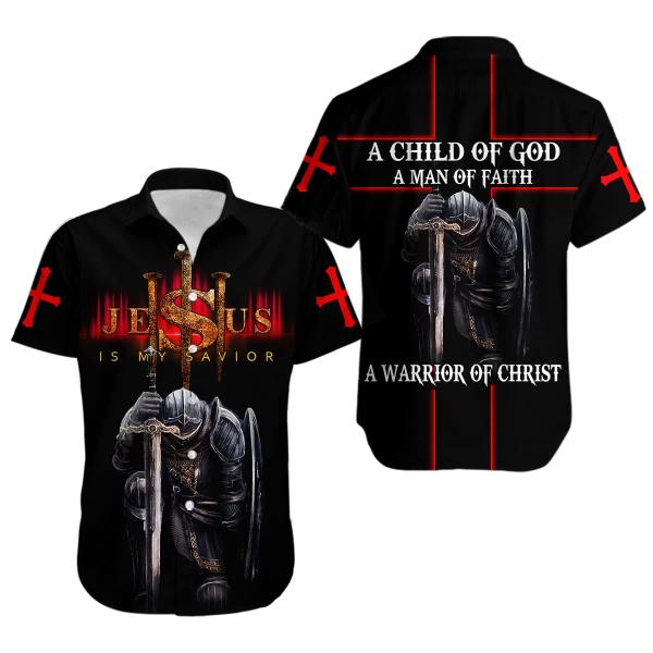 商品名:  Jesus is My Savior Shirts for Men - A Child of God A Man of Faith A Warrior of Christ Patriotic Button Up Short Sl...