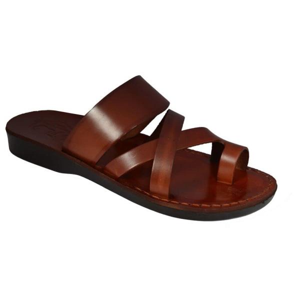 商品名:  Men's Biblical Jesus Sandals Natural Genuine Camel Leather Toe Loop Handmade From Jerusalem Flip Flops Brown Black...