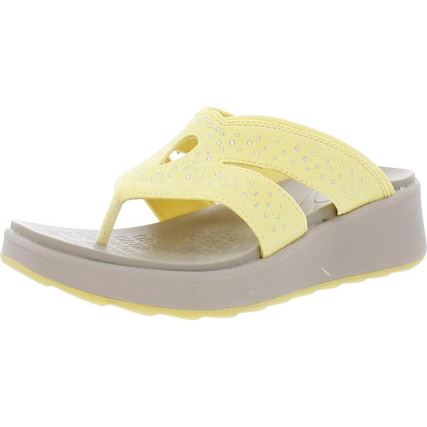商品名: BZees レディース Nola ブライトラインストーン スリップオン ウェッジサンダル, イエロー, 24.5 BZees Womens Nola Bright Embellished Wedge Sandals Yellow ...
