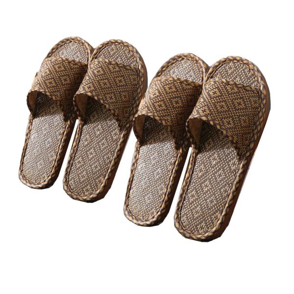 商品名:  BASKANIA 4 Pairs Grass Rattan Slipper in Summer, Travel, Hotel, Home Wooden Floor Bamboo Slippers,Open-Toed Slippe...