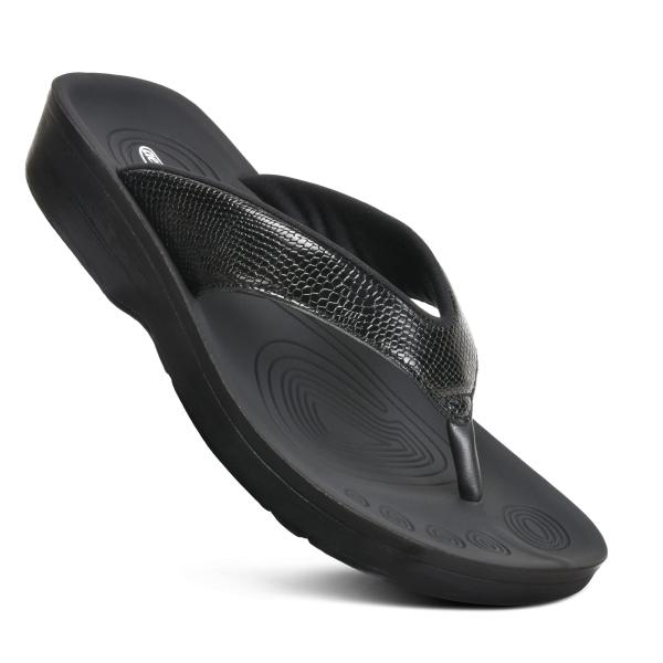 商品名: AEROTHOTIC Meira Comfortable Casual Thong Women Sandals (Meira Black, size 8) AEROTHOTIC Womens Comfortable Fashion...