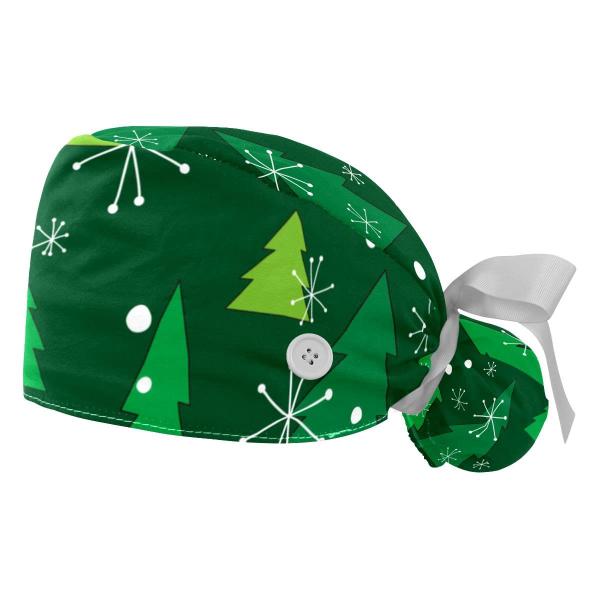 商品名:  2 Packs Working Cap with Buttons &amp; Ribbon Tie for Women, One Size Working Head Cover, Nursing Surgery Cap Gree...