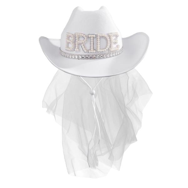商品名: [CUSTIC] MGupzao Cowboy Hat and Veil Bachelorette Party,White Cowgirl Hat Wedding Bridal Shower Decoration,Bride to...