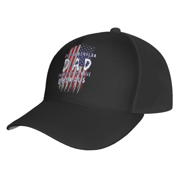 商品名:  Baseball Cap Just A Regular Dad Trying Not to Raise Liberals Trucker Hat for Men &amp; Women Snapback Caps Blackブラ...
