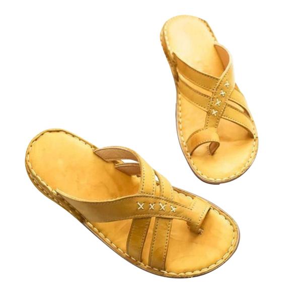 商品名:  Wedge Sandals for Women Artificial Leather Cross Straps Toe Ring Open Toe Slip-on Flip Flops Summer Lightweight Ca...