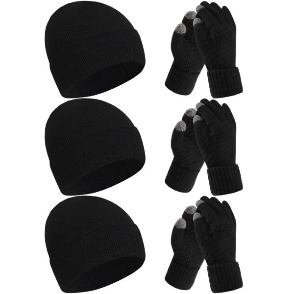 商品名:  SATINIOR 6 Pieces Winter Beanie Hat Gloves Set, Knit Hat Touchscreen Gloves Soft Skull Cap Set for Women Men(Black...