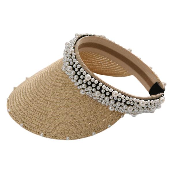 商品名:  GALPADA 1pc Pearl Visor Straw Hat Ladies Sun Hat Sunhats for Women Fashionable Sun Hats for Women Girls Hats Sun C...