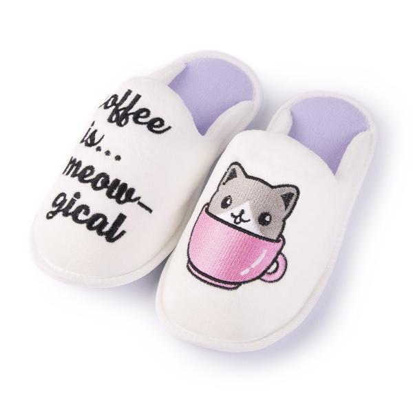 商品名: Handcraft Staycation NY スカッフ スライドオン スリッパ 女性用 クローズドトゥ ノンスリップボトム ホームフォームスリッパ 楽しい引用句 ベッドルームシューズ, メオジカル, M Handcraft St...