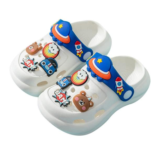 商品名:  JSSTSHZH Toddler Kids Clogs Boys Girls Garden Shoes Cartoon Slides Sandals Children Beach Slipper Slides(White-19)...