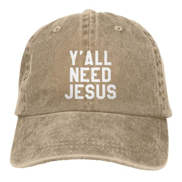 商品名:  Funny Y'all Need Jesus Trucker Hat Fun Summer Baseball Cap Brown Snapback Dad Hatブランド: POFEISI商品サイズ: One Size高さ: 2...