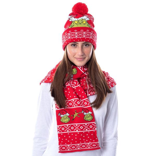 商品名:  Dr. Seuss The Grinch Who Stole Christmas Knit Scarf &amp; Pom Beanie Setブランド: Bioworld商品サイズ: One Size高さ: 27.7114cm...