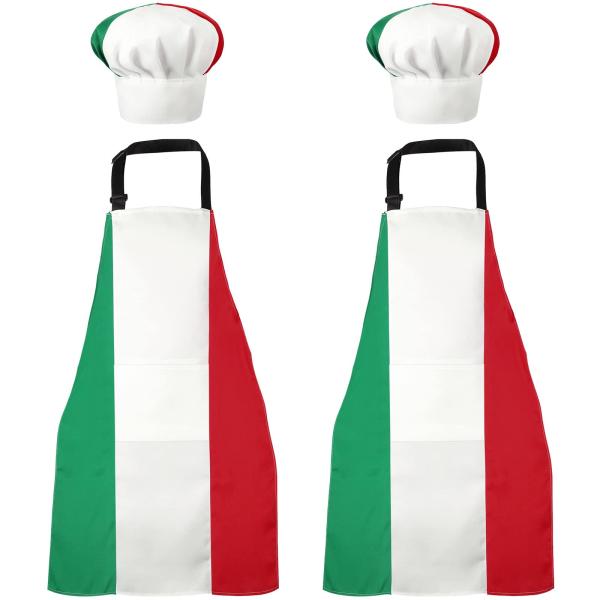 商品名:  SATINIOR Syhood Italian Apron and Chef Hat for Women Men Italy Bib Apron Fabric Italian Flag Apron with Pocket Whi...