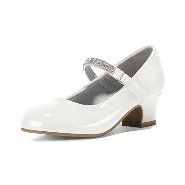 商品名:  K KomForme Girl Mary Jane Shoes with Low Heel Rhinestones Princess Flats Dress Pump Shoes for Little Kid/Big Kid W...