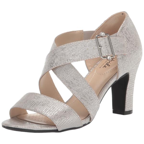 商品名: LifeStride レディース Carlyle ストラップサンダル ヒール, シルバー, 10 Wide LifeStride Women's Carlyle Strappy Sandal Heeled, Silver, 10 ...
