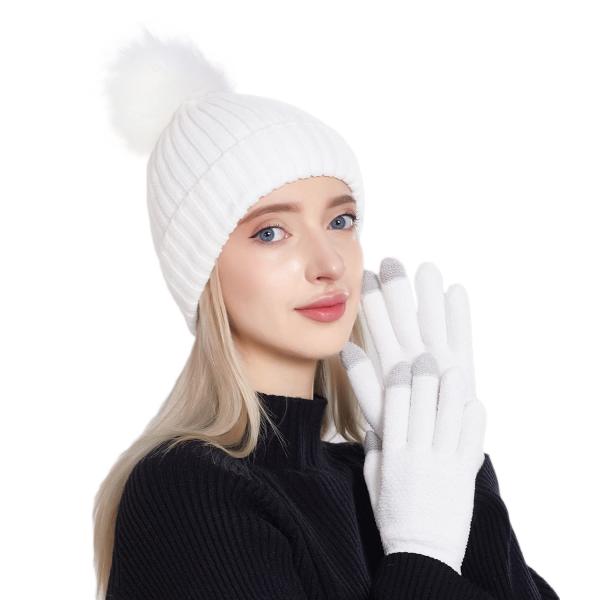 商品名:  Women Beanie Hats Winter Gloves, Soft Knit Warm Hat and Gloves Sets, Lady Earmuffs Cap,Beanie Hats for Women Young...