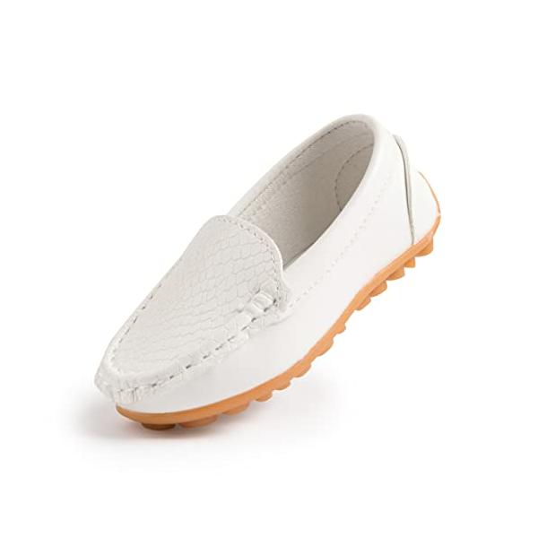 商品名:  Kannior Boys Girls Leather Loafers Slip-On Texture Flats Boat Dress Moccasin Schooling Daily Walking Shoes(Toddler...