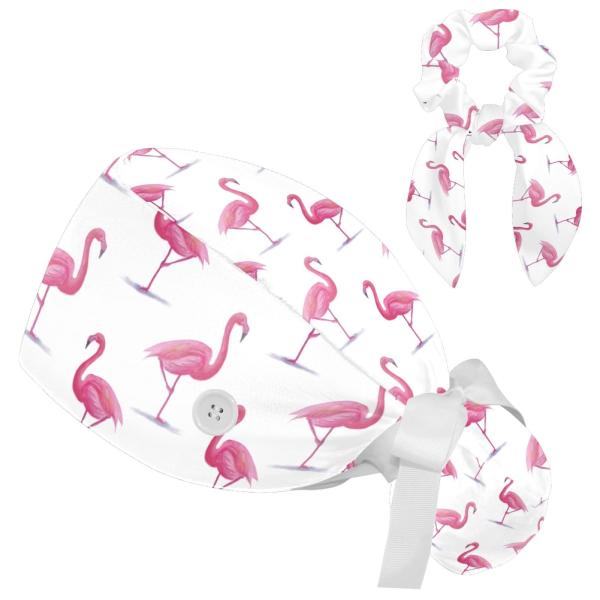 商品名: Asaile Pugs サージカルキャップ ボタン/リボンヘア付き シュシュ ロングヘア用, マルチカラー08, Medium-Large Stripes and White Rabbits Breathable Working ...