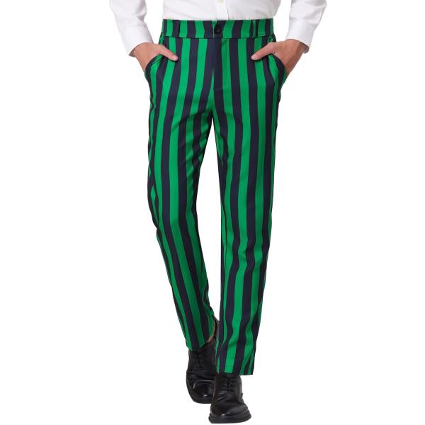商品名:  Lars Amadeus Men's Striped Dress Pant Classic Fit Flat Front Business Work Prom Trousers 32 Green Blackブランド: Lars ...