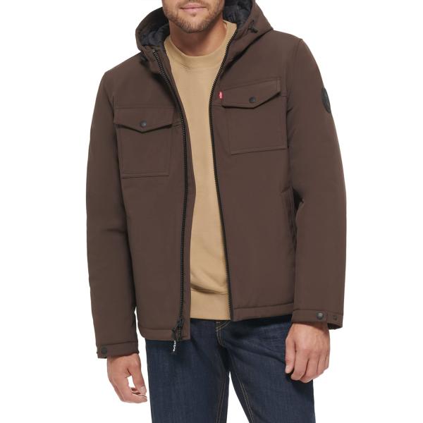 商品名:  Levi's Men's Soft Shell Hooded Storm Coat (Regular &amp; Big &amp; Tall Sizes), Dark Brown, Sブランド: Levi's商品サイズ: Sm...