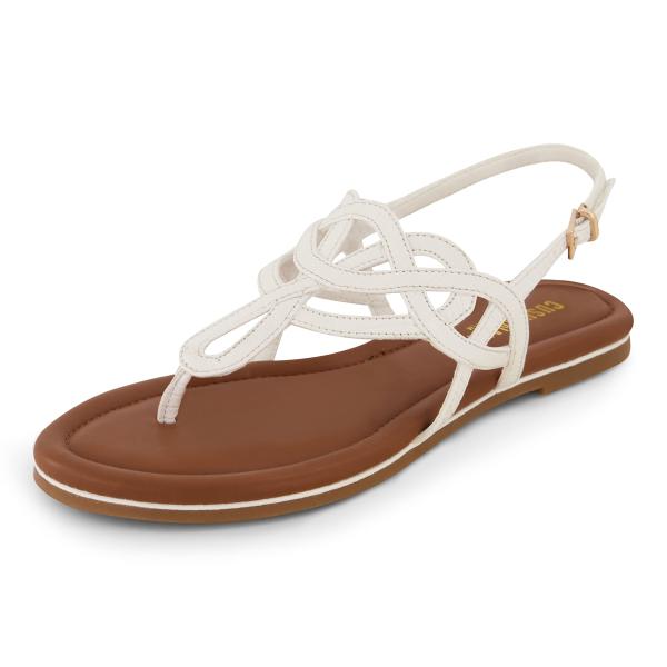 商品名: CUSHIONAIRE レディース Judit フラットサンダル + コンフォートフォーム 幅広, ホワイト, 7.5 CUSHIONAIRE Women's Judit flat sandal +Comfort Foam, Wi...