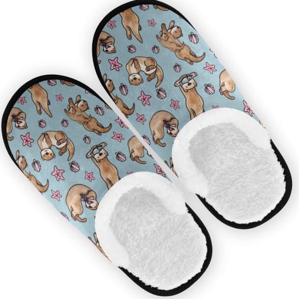 商品名:  Glaphy Sea Otters Pattern Slippers for Women Men, Memory Foam House Slippers, Non-Slip Indoor Outdoor Winter Bedro...