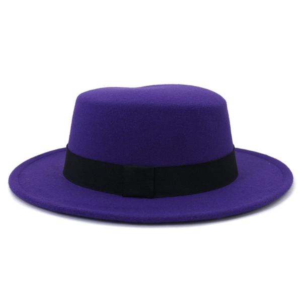 商品名:  Fedora Hats Faux Wool Pork Pie Flat Top Hat for Women Men Felt Wide Brim Gambler Vintage Black Band Bowler Capブランド...