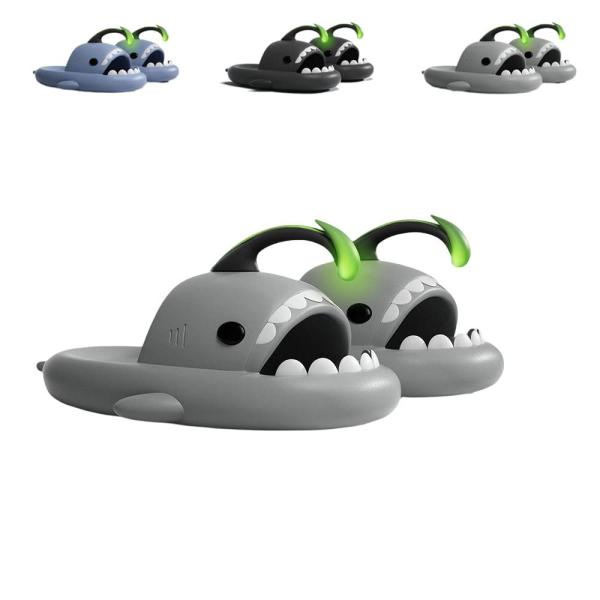 商品名:  Shark Slippers,Angler Fish Slides,Glow in the Dark, Super Soft, Comfy, Silent and Anti-slippery (Dark Gray, 7.5-8 ...