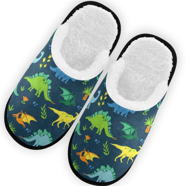 商品名:  Glaphy Colorful Dinosaurs Cute Slippers for Women, Memory Foam House Slippers, Non-Slip Indoor Outdoor Winter Bedr...