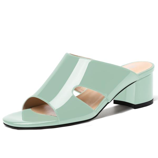 商品名:  WAYDERNS Women's Chunky Dating Low Heel Casual Open Toe Cut Out Patent Block 2 Inch Slip On Heeled Sandals Turquoi...