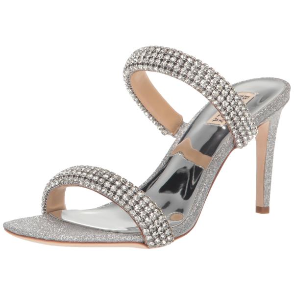 商品名: Badgley Mischka レディース Sade ヒールサンダル, シルバー, 5.5 Badgley Mischka Women's Sade Jeweled Double-Band Stiletto Heeled Sand...