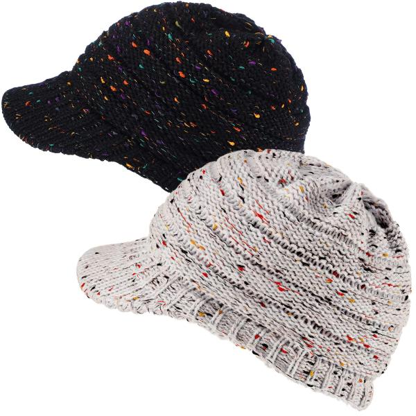 商品名:  Neer 2 Pcs Winter Knit Visor Ribbed Beanie Hats with Brim for Women Slouchy Chunky Newsboy Soft Cap Warm Women Gir...