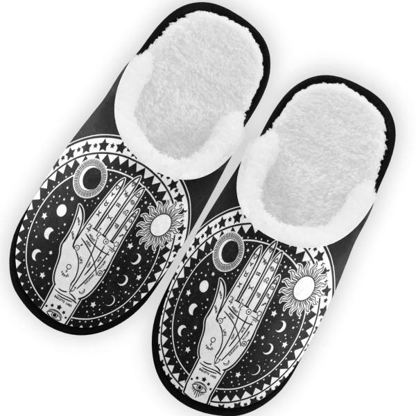商品名:  Glaphy Sun Moon and Stars Witch Slippers for Women, Memory Foam House Slippers, Non-Slip Indoor Winter Bedroom Sho...