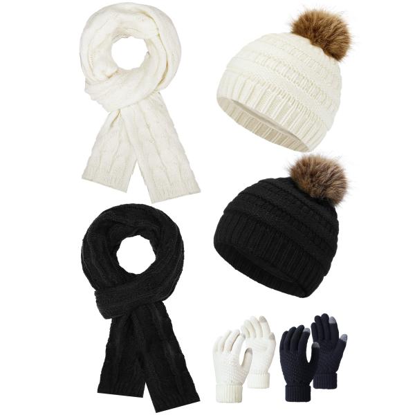 商品名:  Winter Hat Gloves Scarf Set Women, Knit Pom Beanie Warm Touchscreen Gloves Neck Long Scarf for Women Girls Cold Wi...