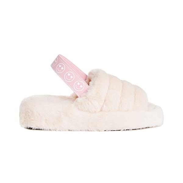 商品名: xo, Fetti スマイルストラップスリッパ ホワイトファー バチェロレッテパーティー装飾 誕生日サンダル ブライズメイドギフト 誕生日パーティーの記念品, ホワイト, Small-Medium xo, Fetti Smiley...