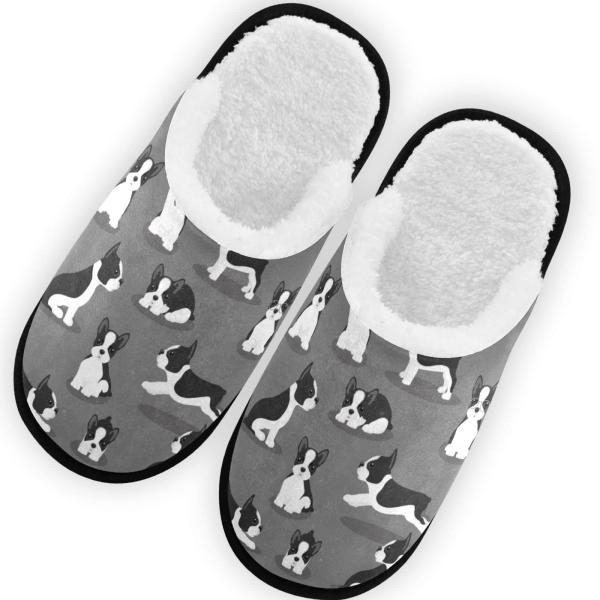 商品名:  Glaphy Boston Terrier Dog Animal Slippers for Women, Memory Foam House Slippers, Non-Slip Indoor Outdoor Winter Be...