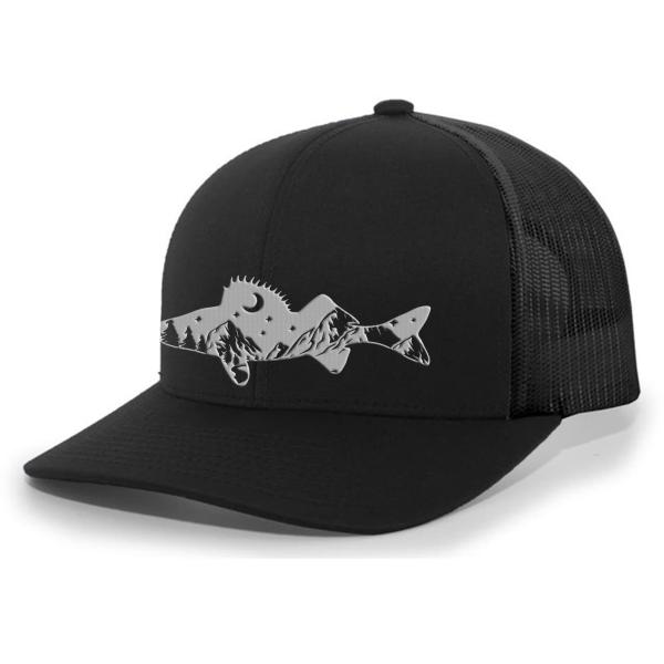 商品名:  Heritage Pride Freshwater Fish Forest Mountain Scenic Walleye Mens Embroidered Mesh Back Trucker Hat, Black/Blackブ...