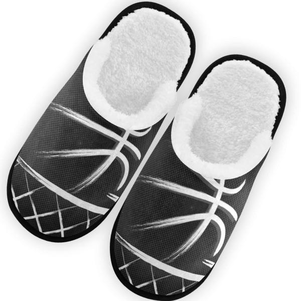 商品名:  Glaphy Black and White Basketball Sport Slippers for Men, Memory Foam House Slippers, Non-Slip Indoor Winter Bedro...