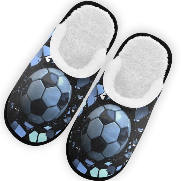 商品名:  Glaphy Soccer Ball Blue Slippers for Men, Memory Foam House Slippers, Non-Slip Indoor Winter Bedroom Shoes, 9-12ブラ...