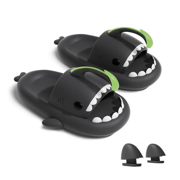 商品名: Hello Slippers Anglerfish Shark Slidesサンダル、非常に柔らかく環境に優しいEVA素材 快適な靴 男女兼用 屋内外用, ブラック, 8-9 Women/6.5-7.5 Men Hello Sli...