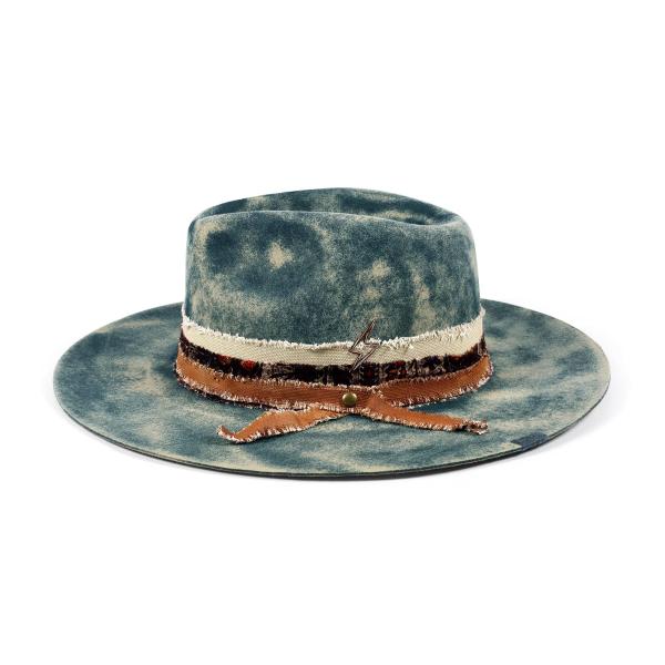 商品名:  RUEDIGER Wide Brim Fedora Hats for Men Women 100% Wool Felt Panama Rancher Hat with Lightning Logo Distressed/Burn...